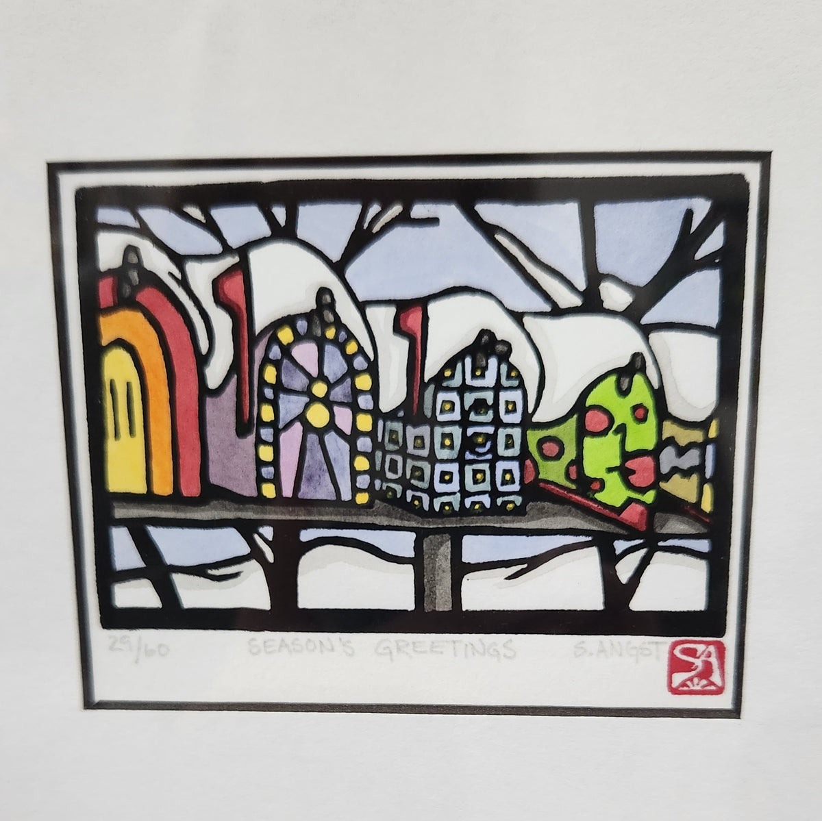 Framed Original - 8"x10" Season's Greetings 29/60 – Sarah Angst Art